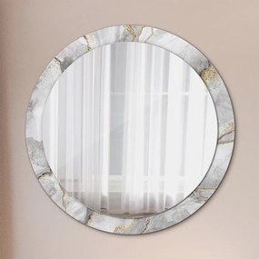 Kulaté zrcadlo s dekorem Bílé mramorové zlato fi 90 cm