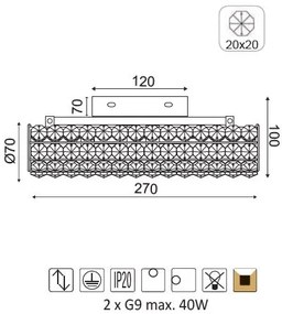 ACA DECOR Přisazené svítidlo LIANNA max. 2x40W/G9/230V/IP20