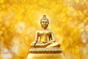 Samolepící tapeta zlatá socha Buddhy - 300x200 cm
