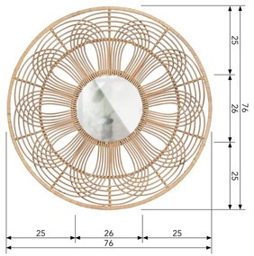 Nástěnné zrcadlo s bambusovým rámem ø 76 cm Obi – Basiclabel