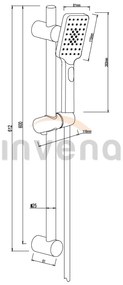 Invena Nyks, sprchový sloup s 3-funkční ruční sprchovou hlavicí, černá matná, INV-AU-32-Z04-G