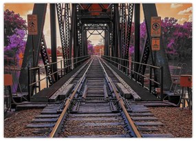 Skleněný obraz železničního mostu (70x50 cm)