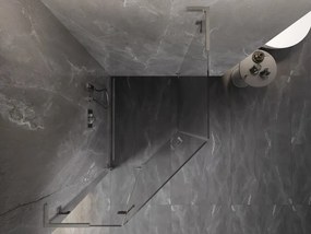 Mexen Lunar, L pětiúhelníkový sprchový kout naklápěcí doleva 80 x 100 cm, 8mm čiré sklo, ocelový profil, 831L-080L-100P-97-00-L