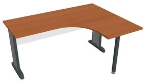 Stůl ergo oblouk levý 160×120/60 cm - Hobis Cross CE 60 L Dekor stolové desky: třešeň, Dekor lamino podnože: bílá, Barva nohou: černá
