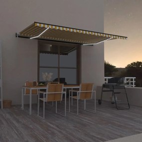 Automatická markýza LED a senzor větru 500 x 350 cm žlutá/bílá 3069233