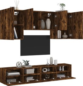 vidaXL 5dílná obývací stěna kompozitní dřevo [3216525] Barva: kouřový dub
