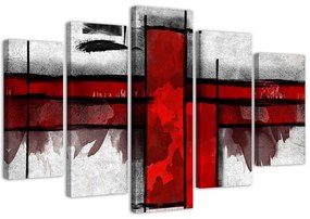 Gario Obraz na plátně Červený akcent - 5 dílný Rozměry: 100 x 70 cm