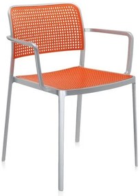 Kartell - Židle Audrey Shiny s područkami, šedá/oranžová