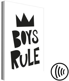 Obraz Chlapci vládnou (1-dílný) - Černobílý grafický motiv s korunou