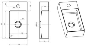 Sapho Sapho, AURUM nerezové umyvadlo, 36,5x18cm, včetně výpusti, levá/pravá, zlatá matná, AU204
