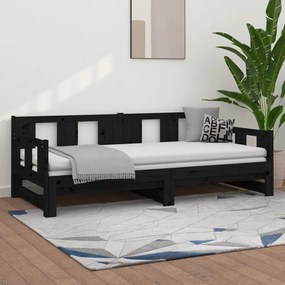 Výsuvná postel černá masivní borovice 2x (90 x 190) cm