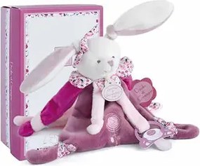 Doudou Dárková sada - Hračka s úchytem na dudlík králíček 17 cm / od 0