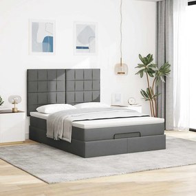 Osmanský rám postele s matrací tmavě šedá 140x190cm textil 3314004