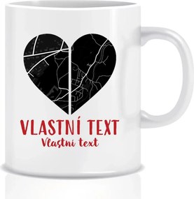 Personalizovaný klasický bílý keramický hrníček 300 ml - Dvě místa, jedno srdce