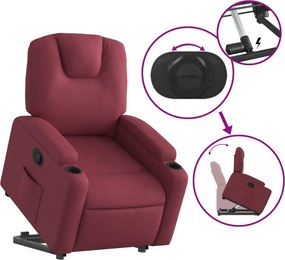 Zvedací polohovací křeslo vínové textil 3204371