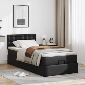 Osmanský rám postele s matrací černý 80x200cm umělá kůže 3312122