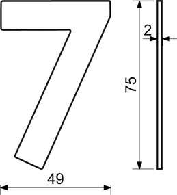 Domovní číslo "7", RN.75L, nerez