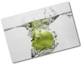 Wallmuralia Kuchyňská deska velká skleněná Jablko pod voduo 80x52 cm