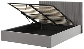 Sametová postel s úložným prostorem 160 x 200 cm šedá VION Beliani