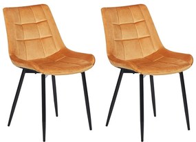 Sada 2 sametových jídelních židlí oranžové MELROSE II Beliani