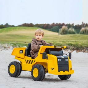 AIYAPLAY dětský elektrický bagr, nosnost 30 kg, s dálkovým ovládáním, lžící, lopatou, reproduktorem, světlometem, pro 3-7 let, žlutý