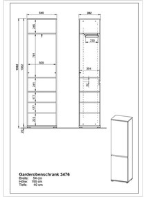 Šatní skříň v dekoru buku 54x200 cm Lissabon - Germania