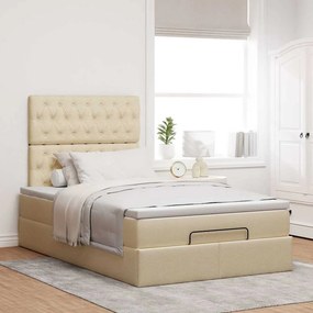 Osmanský rám postele s matrací krémově 120x200cm textil 3313235
