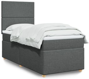 Box spring postel s matrací tmavě šedá 90x200 cm textil 3293457