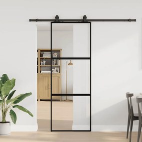 Posuvné dveře se sadou kování černé 76x205 cm Tvrzené sklo 3375874