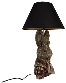 Stolní lampa ve tvaru zajíce s korunou s černým stínidlem Antonius– 37x61 cm