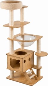Kočičí stromové škrabadlo HAPPY CAT 147x40x40 cm, béžové