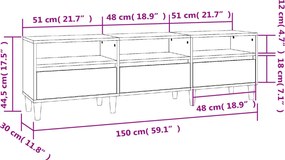 vidaXL TV skříňka 150 x 30 x 44,5 cm kompozitní dřevo [831915] Barva: bílá s vysokým leskem