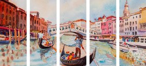 5-dílný obraz benátská gondola - 200x100 cm