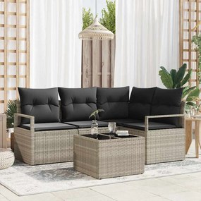 Set pohovek 5 ks Světle šedá polyratan 3346372