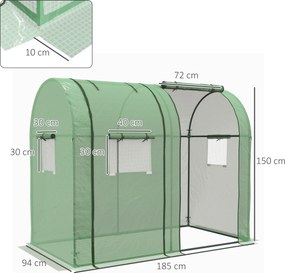 Fóliový skleník Outsunny 2 rolovací dveře odolné proti větru s bočním oknem UV ochrana pro zahradní domek na rajčata z PE v zelené barvě | Aosom.de