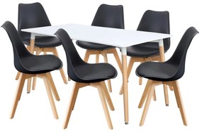 IDEA Jídelní stůl 160x90 QUATRO bílý + 6 židlí QUATRO černé