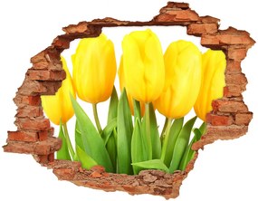 Wallmuralia Samolepící díra na stěnu Žluté tulipány 90x70 cm
