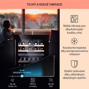 Klarstein Vinsider 36 Onyx Edition, vinotéka, 85 l, 2 zóny, 5-22 °C