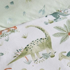 Krémové napínací flanelové dětské prostěradlo na jednolůžko 90x190 cm Brushed Sleepy Saurus Dino – Catherine Lansfield