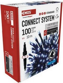 Propojovací vánoční řetěz bez zdroje EMOS Connecting D1AB01 ZY1928 100LED 10m modrá
