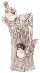 Ptáčci sedící na větvi KER359, zimní dekorace z polyresinu