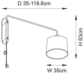 Endon 79380 - Nástěnná lampa CARLSON 1xE27/40W/230V šedá/černá