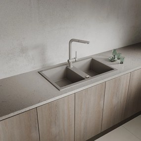 Laveo Barbados, 2-komorový granitový dřez 780x480x185 mm, šedá, LAV-SBB_520T