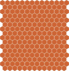 Hisbalit Skleněná mozaika oranžová Mozaika 304C SATINATO hexagony 2,3x2,6 (33,33x33,33) cm - HEX304CLH