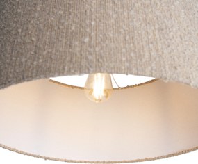 Moderne booglamp zwart met marmeren voet en beige bouclé kap 50cm - XXL