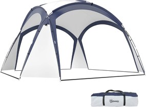 Outsunny Pavilon pro akce 3,5 x 3,5 m s háčkovými dveřmi, ochrana proti dešti s pevnými ocelovými sloupky, zahradní pavilon s UV ochranou, sluneční st