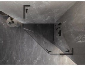 Mexen Lunar, L pětiúhelníkový sprchový kout s pravým sklonem 80 x 80 cm, 8mm čiré sklo, grafitový profil, 831L-080P-080L-95-00-P
