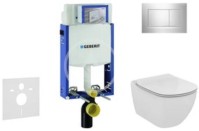 Geberit - Modul pro závěsné WC s tlačítkem Sigma30, lesklý chrom/chrom mat + Ideal Standard Tesi - WC a sedátko, Aquablade, SoftClose
