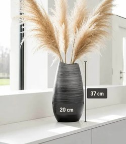 Dekorativní váza KALAL ze sklolaminátu, stříbrná/černá (spirálovitě černá)