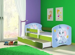 Dětská postel - Modrý sloník 2 180x80 cm + šuplík zelená